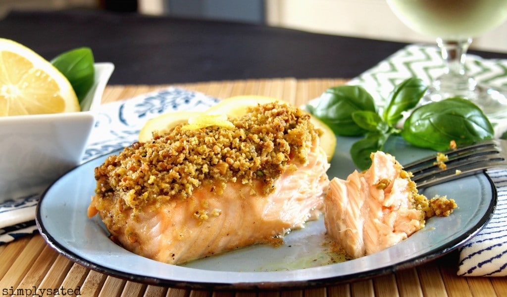 Pistachio-Crusted Salmon - www.simplysated.com