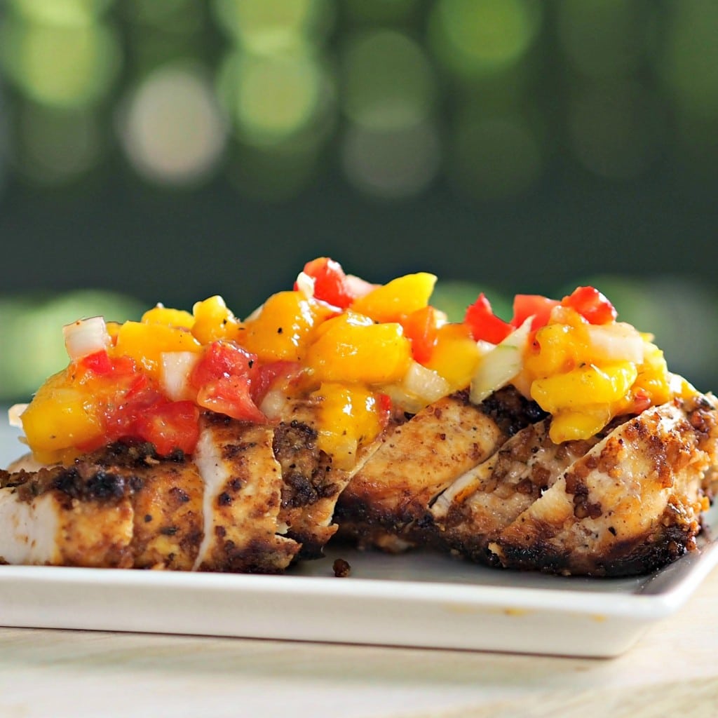 Molasses Dipped Chicken with Mango Salsa - Simply Sated